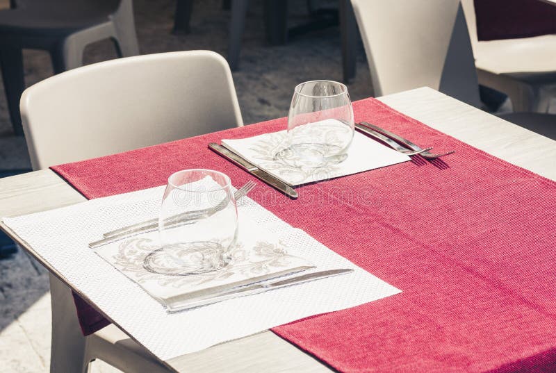 Serving on the Table on Terrace in the Restaurant in Catania, Sicily ...