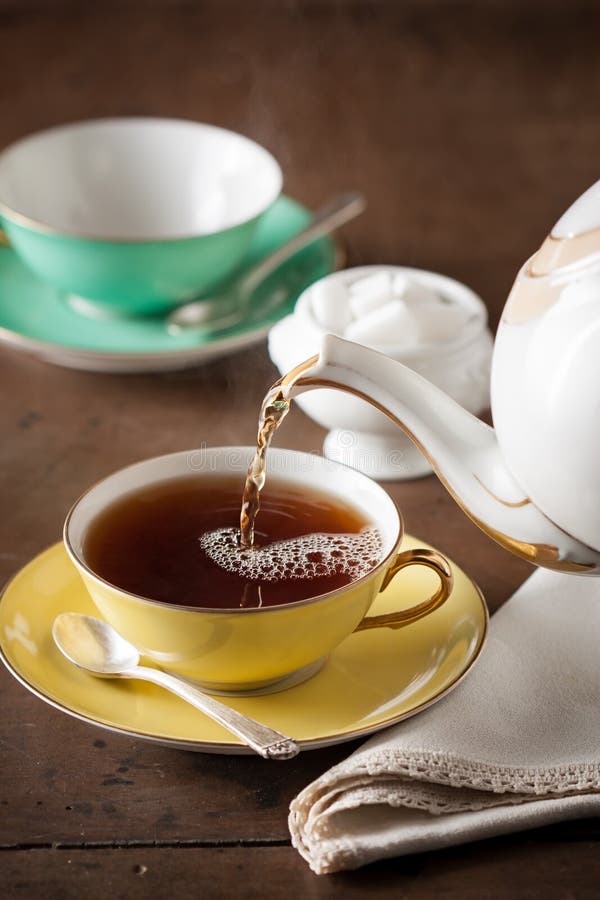 Serving tea on a table stock image. Image of blue, making - 34030431