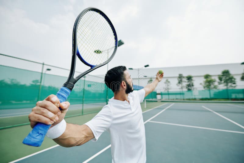 Serving tennis player stock photo. Image of practicing - 178903150