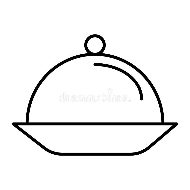 Serving Tray Thin Line Icon. Plate with Lid Vector Illustration ...