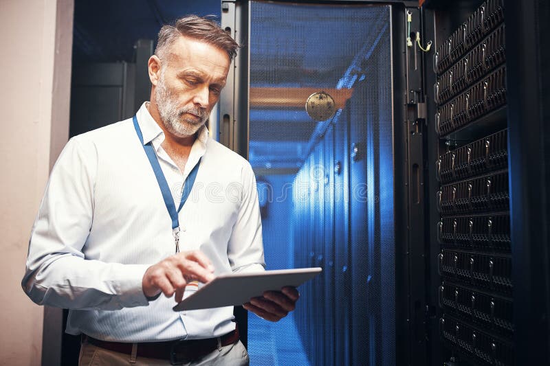 Serving Up Some Serious Safety Points. a Mature Man Using a Digital ...