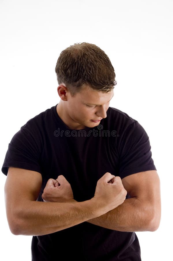 Ses Muscles D'homme Affichant Des Jeunes Image stock - Image du indoors ...