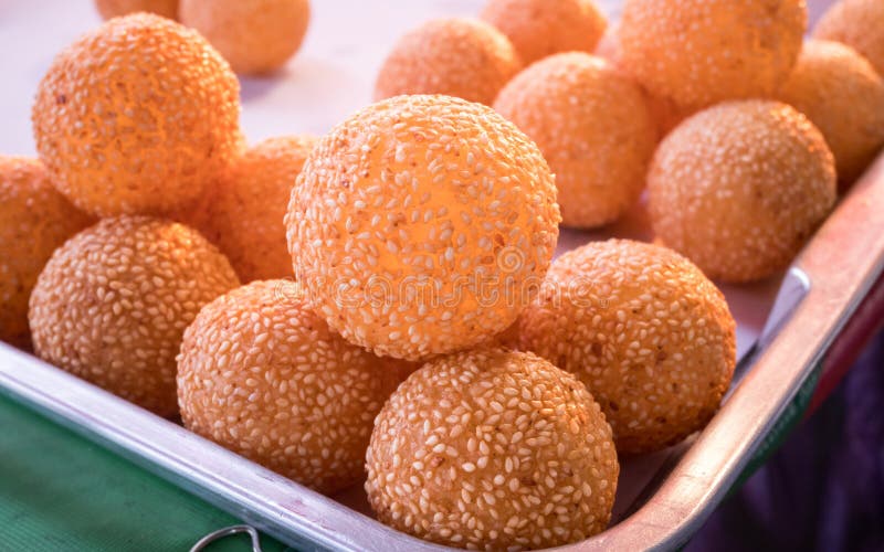 Sesame Balls Traditional Dessert Stock Image - Image of round, coated ...