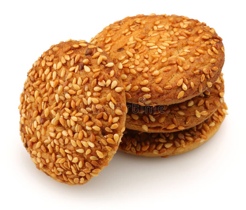 Sesame Biscuits on White Background Stock Photo - Image of bread, food ...