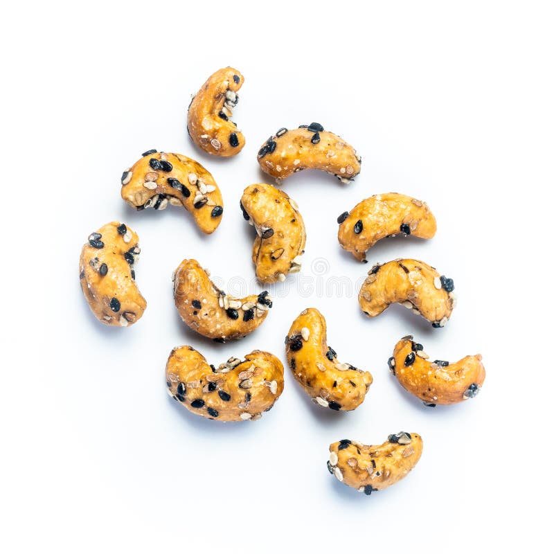 Sesame Coated Cashew Nuts. stock photo. Image of organic - 154033662