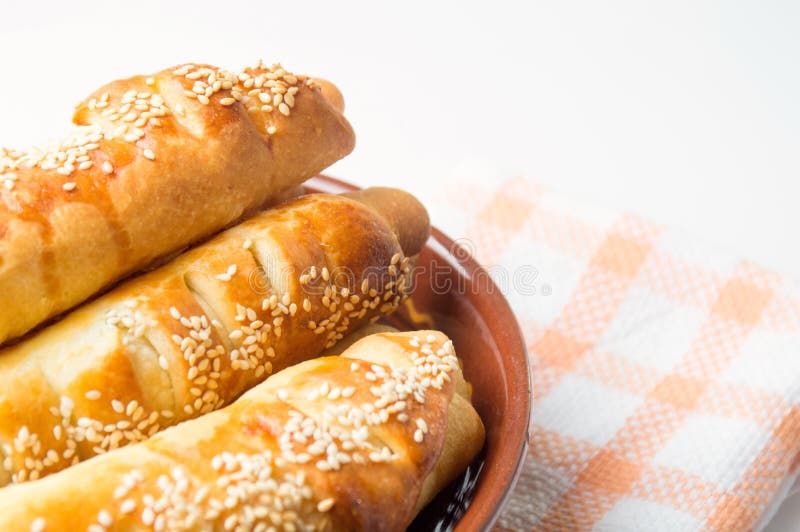 Sesame Covered Pastry in a Bowl Stock Photo - Image of croissant ...