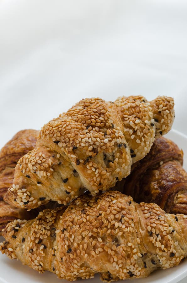 Sesame Croissant for Breakfast. Stock Photo - Image of sesame, break ...