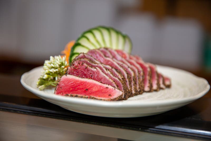 Sesame crusted ahi tuna stock image. Image of sseared - 280561149