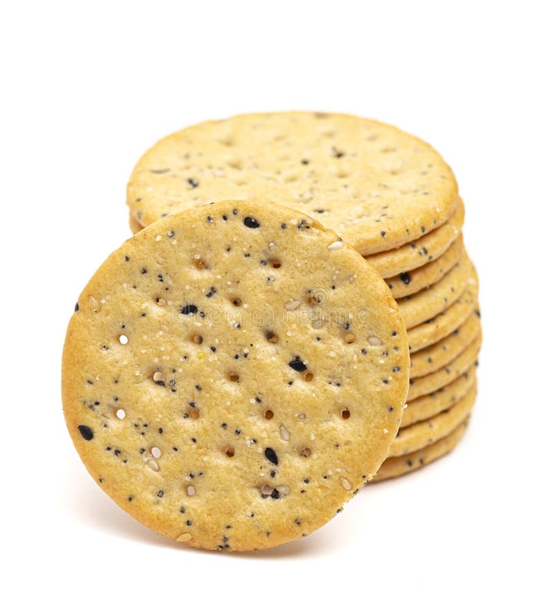 Sesame and Poppy Seed Crackers on a White Background Stock Image ...