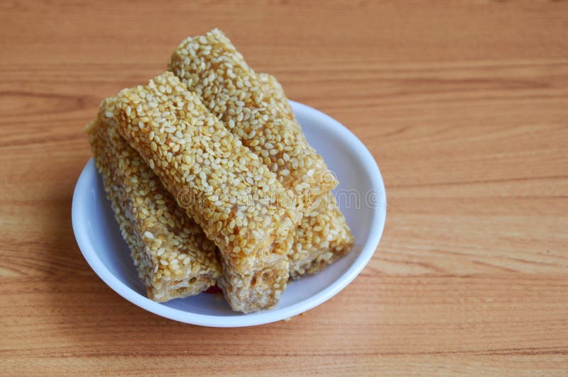 Sesame Roll Chinese Traditional Snack on Cup Stock Photo - Image of ...