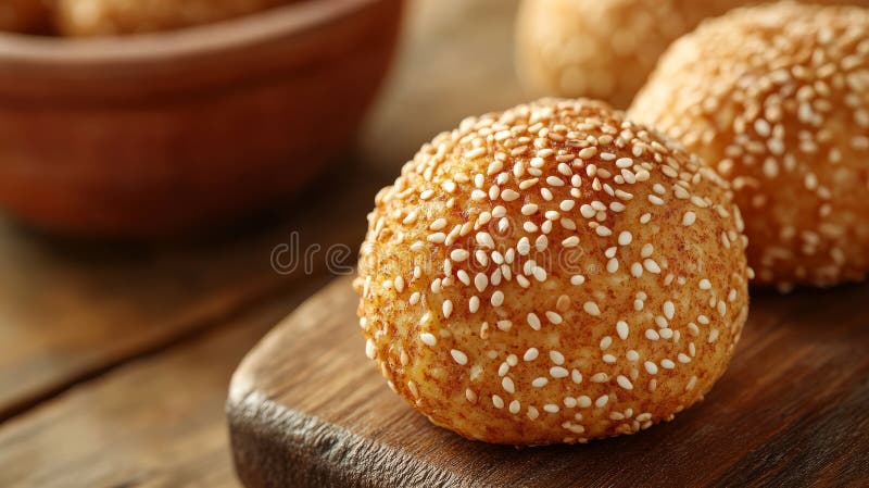 Sesame Seed Bun on a Wooden Board. Stock Photo - Image of seeds ...