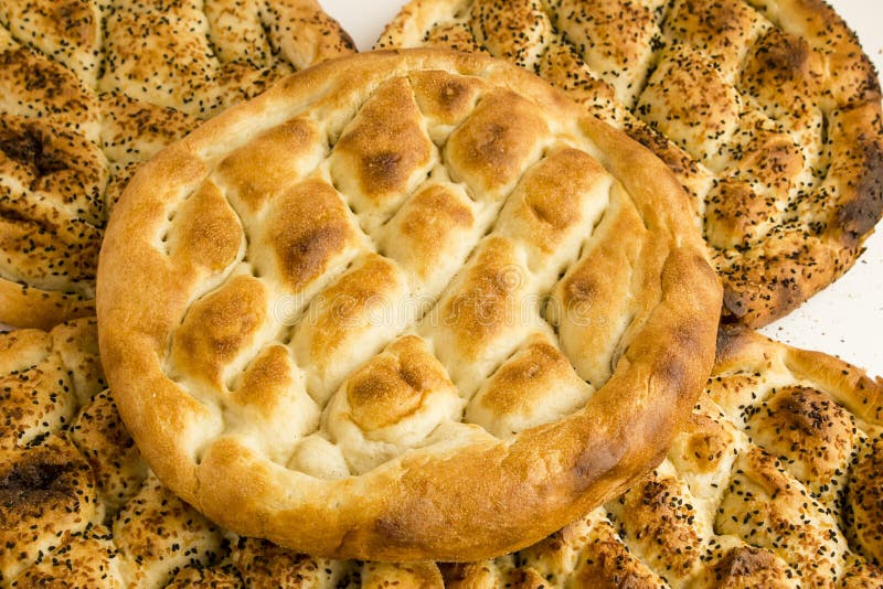 Traditional Ramadan Breads are with Sesame and without Sesame on White ...