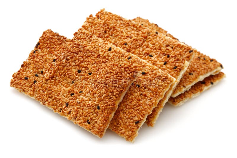 Sesame Seed Crackers Isolated on White Stock Photo - Image of gourmet ...