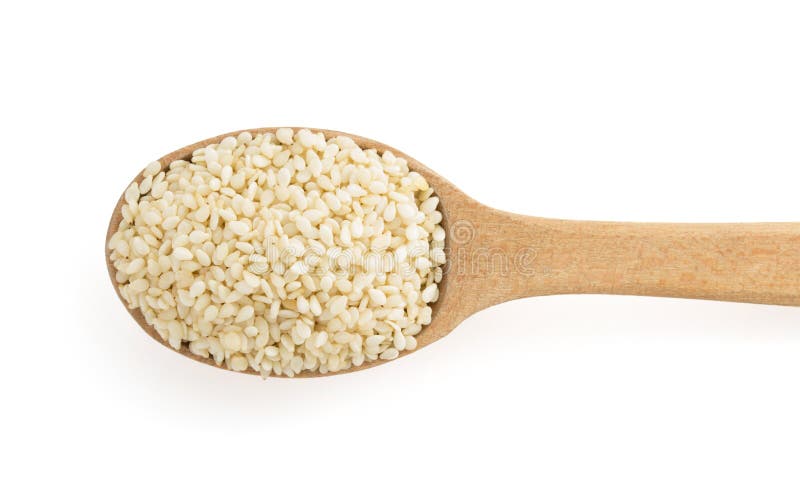 Sesame Seed in Spoon on White Stock Photo - Image of dried, healthy ...