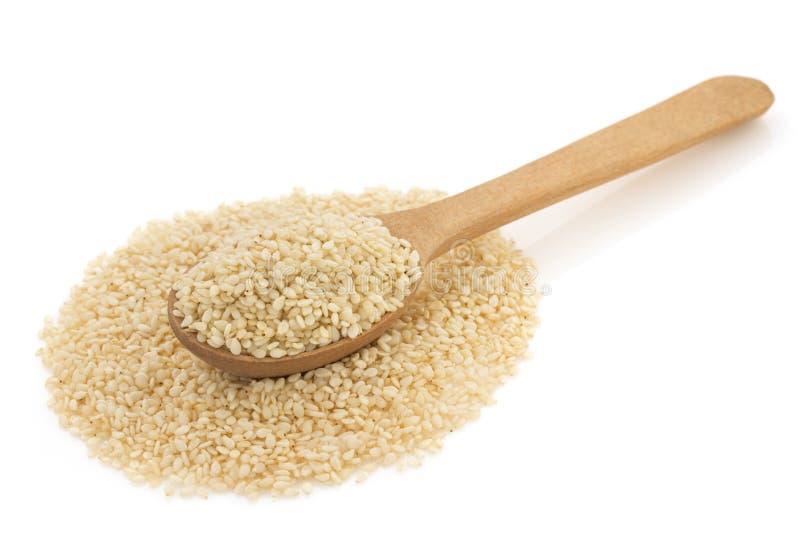 Sesame Seed in Spoon on White Stock Photo - Image of dried, healthy ...