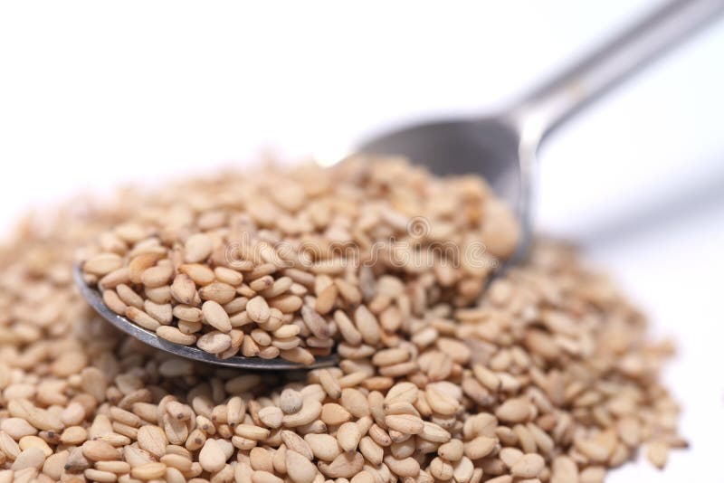 Sesame Seeds on a White Background Stock Image - Image of enjoy ...
