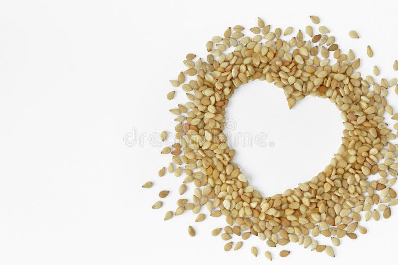 Sesame Seeds in the Shape of Heart on White Background - Sesame Seeds ...