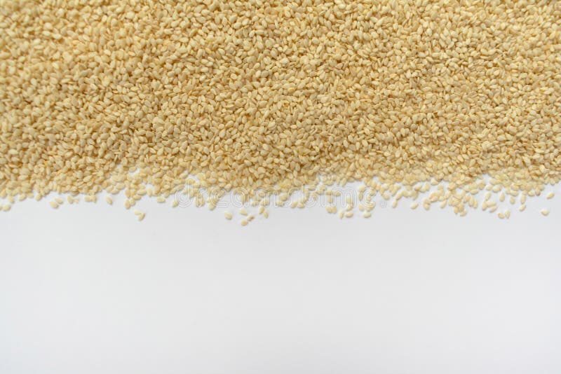 Sesame Seeds on a White Background.Copy Space Stock Photo - Image of ...