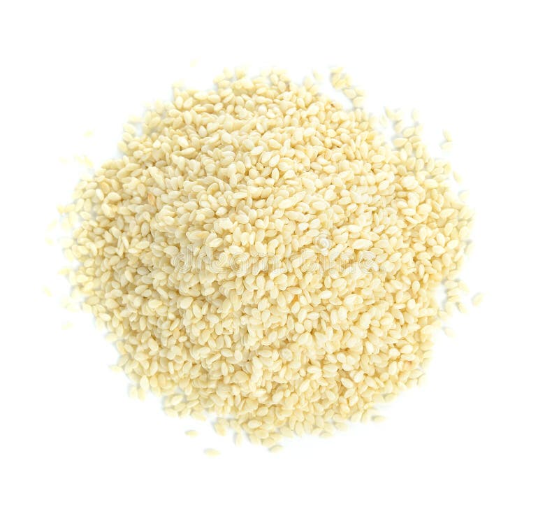 Sesame Seeds on White Background Stock Image - Image of pile, benne ...
