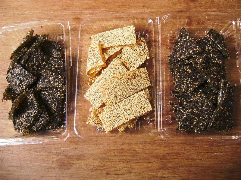 Sesame Sticky Candy Bar Snack Stock Image - Image of white, sesame ...