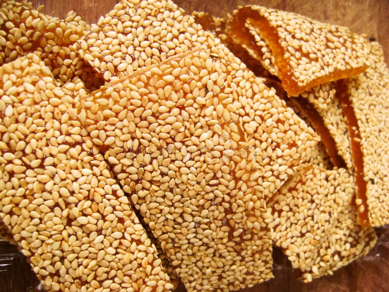 Sesame Sticky Candy Bar Snack Stock Image - Image of golden, sesame ...