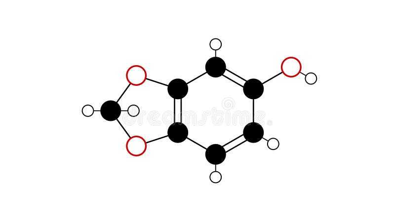 Sesamol Molecule, Structural Chemical Formula, Ball-and-stick Model ...