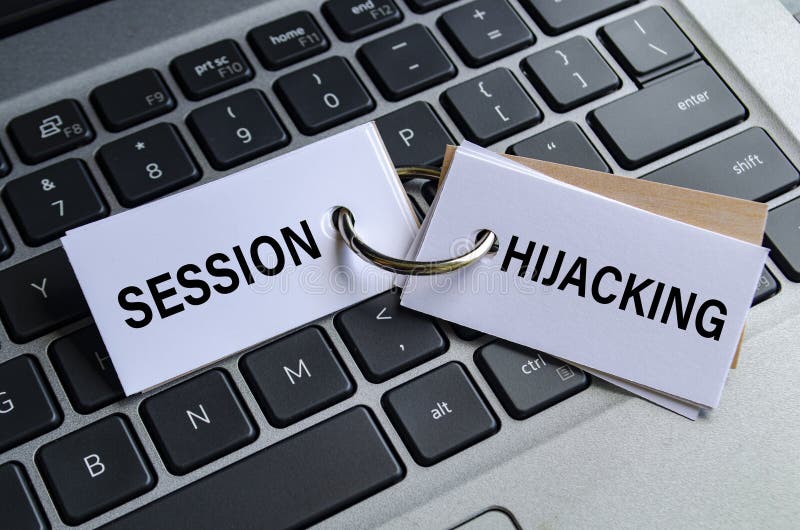 Session Hijacking Text on White Notepad with Laptop Keyboard Background ...
