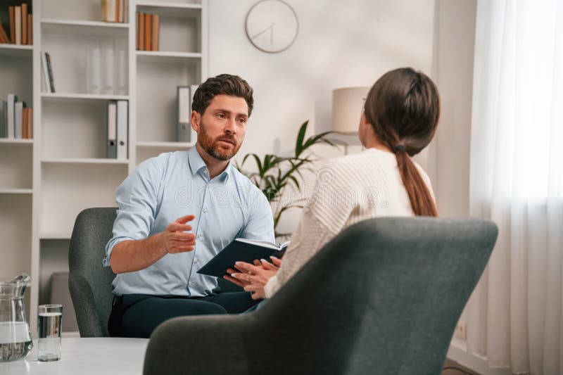 Session with Psychologist. in the Cabinet Stock Photo - Image of ...