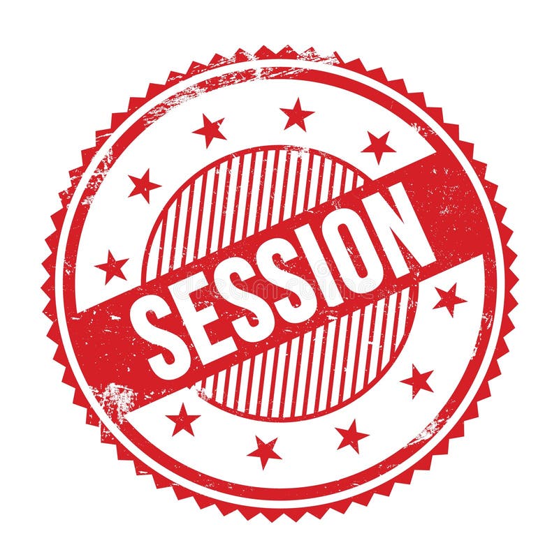 SESSION Text Written on Red Grungy Round Stamp Stock Illustration ...