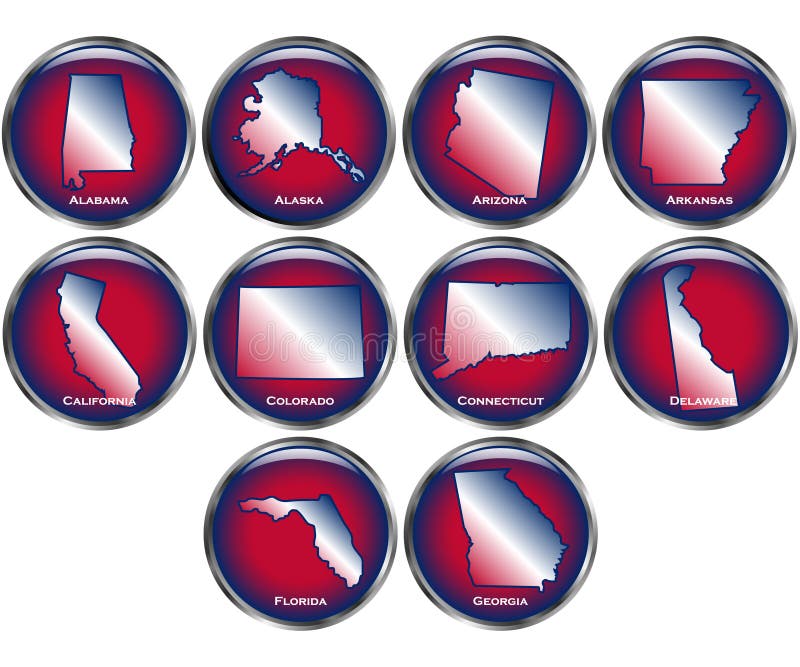 Set of 10 State Buttons Set 1 Stock Vector - Illustration of circle ...