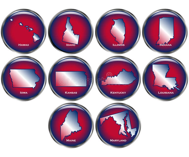 Set of 10 State Buttons Set 2 Stock Vector - Illustration of kansas ...