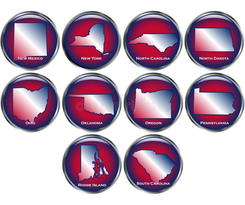 Set of 10 State Buttons Set 4 Stock Vector - Illustration of dakota ...