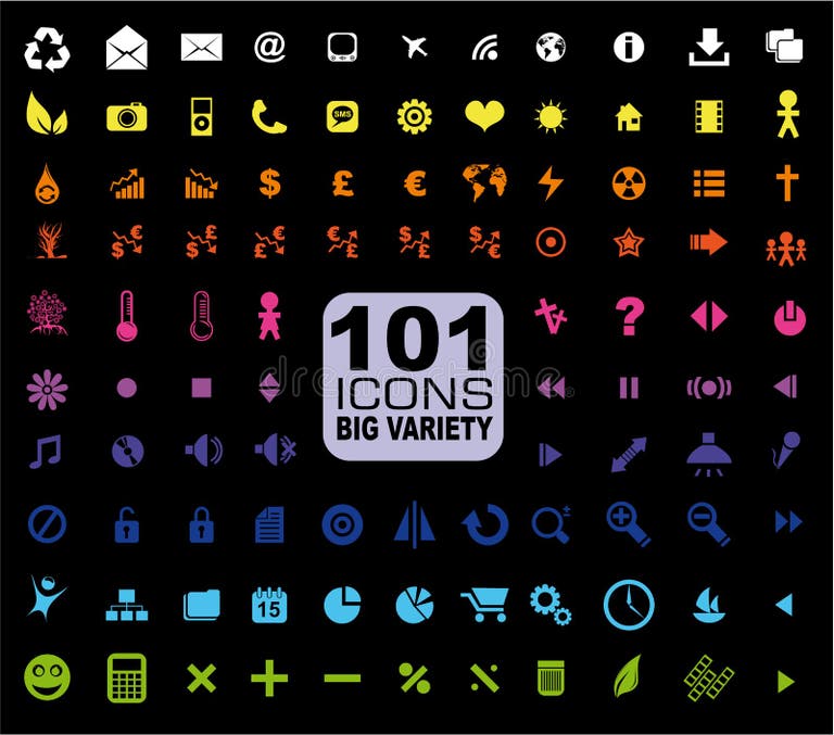 Set of 101 Icons - General. Internet, Mulstimedia Stock Vector ...