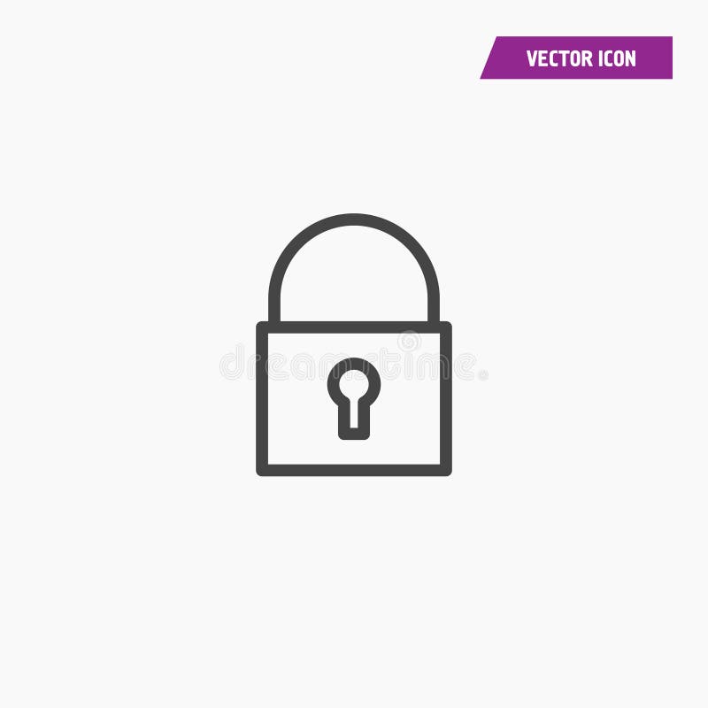 Black Line Padlock, Lock Icon on White Background Stock Vector ...