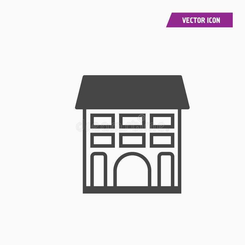 Detached Building Vector Icon with Roof. Stock Vector - Illustration of ...