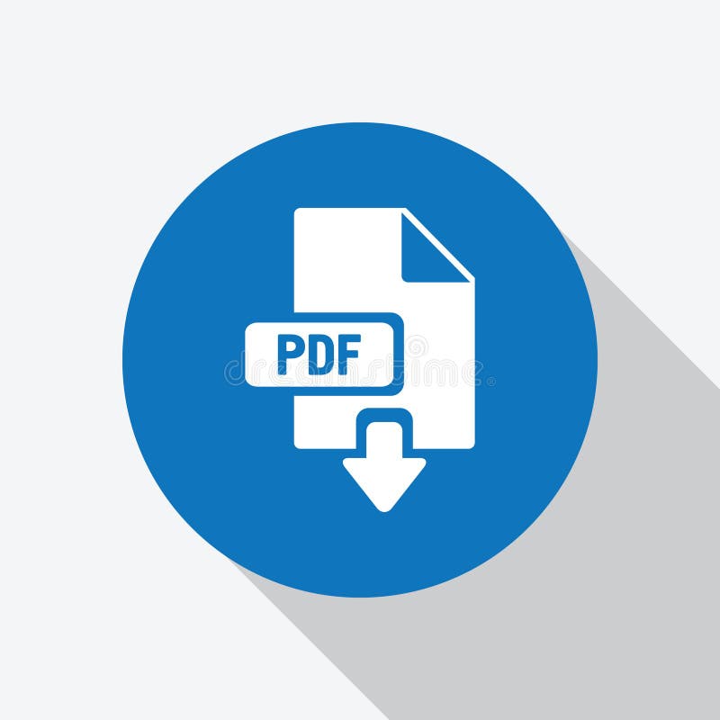 White Download Pdf File Icon in Blue Circle. Stock Vector ...