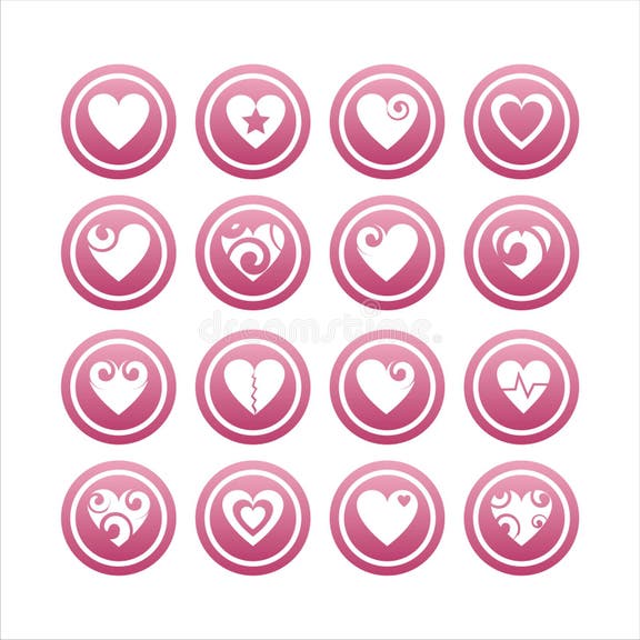Set of 16 hearts signs stock vector. Illustration of glossy - 12632634