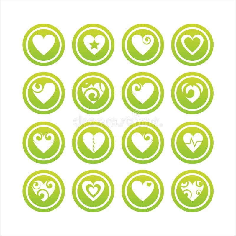 Set of 16 hearts signs stock vector. Illustration of gift - 13005809