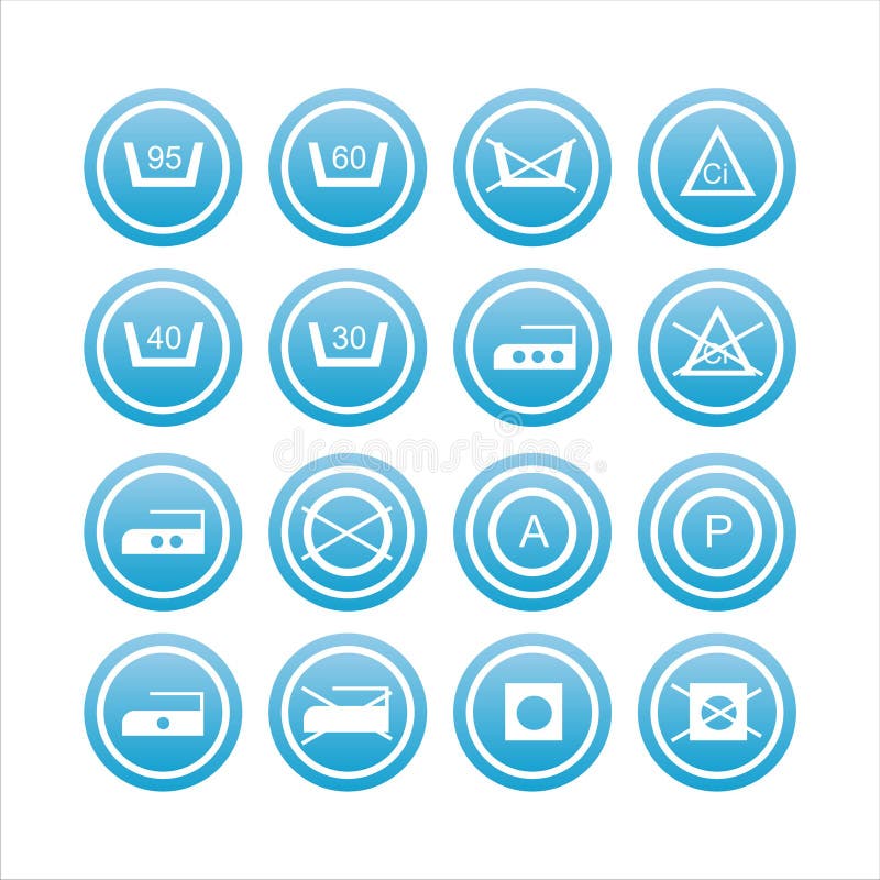 Set of Washing Symbols (Laundry Icons) Stock Vector - Illustration of ...