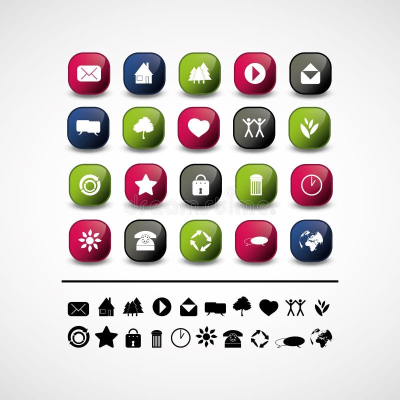 Set of 20 Web Icons and Design Elements Stock Vector - Illustration of ...