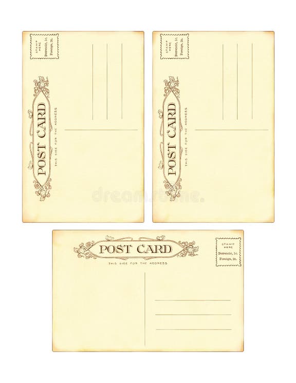 Set of 3 Antique Vintage Postcard Backs Stock Photo - Image of stationary, stamp: 23896054