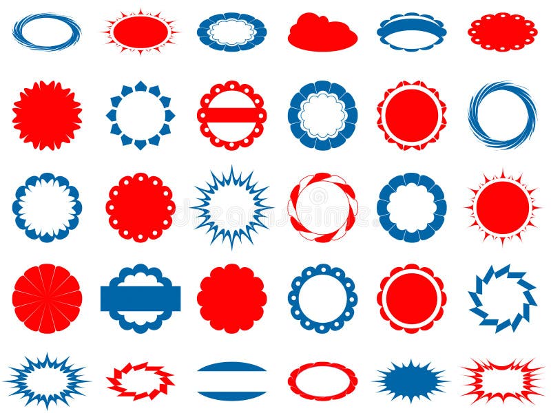 Set of 30 Blue and Red Labels Stock Vector - Illustration of form ...