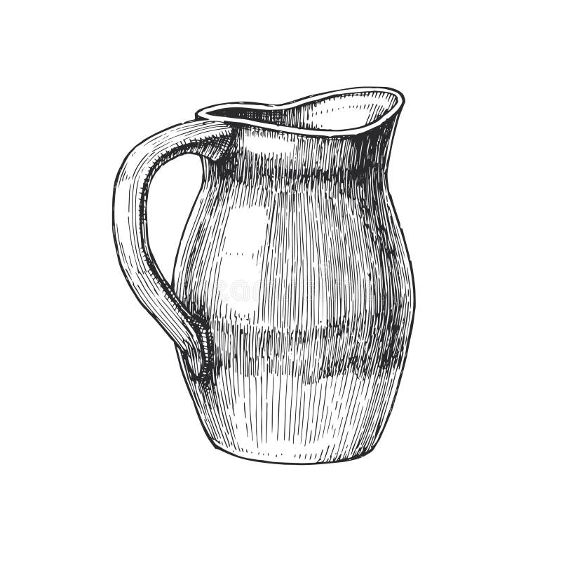 Vector Hand-drawn Illustration of Ceramic Jug. Sketch of Vintage ...