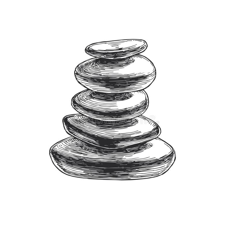 Vector Hand-drawn Illustration of a Stack of Stones. a Sketch of ...
