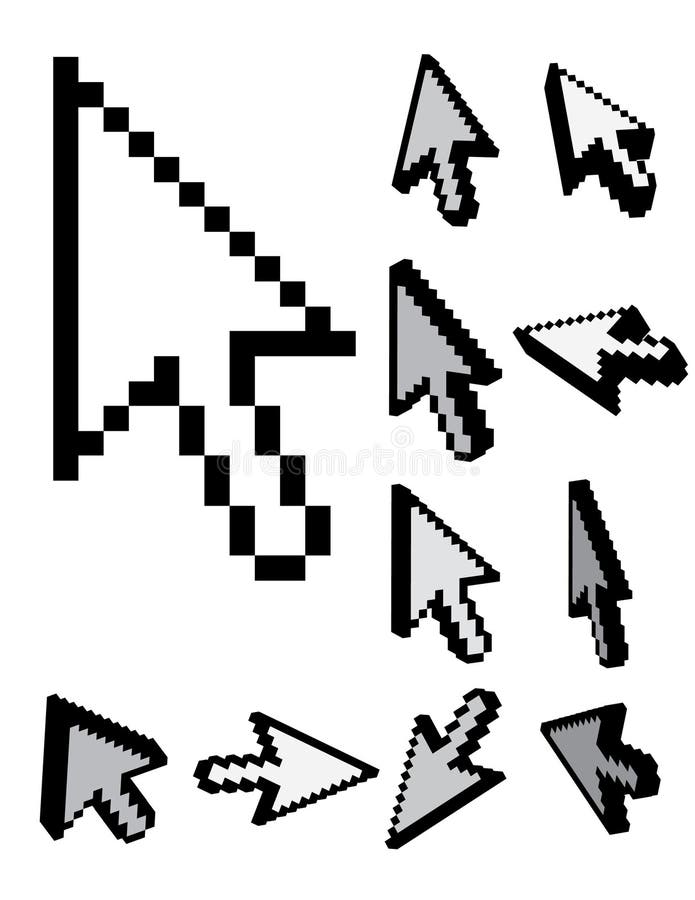 Set of 3d pixel cursors stock vector. Illustration of link - 21102811