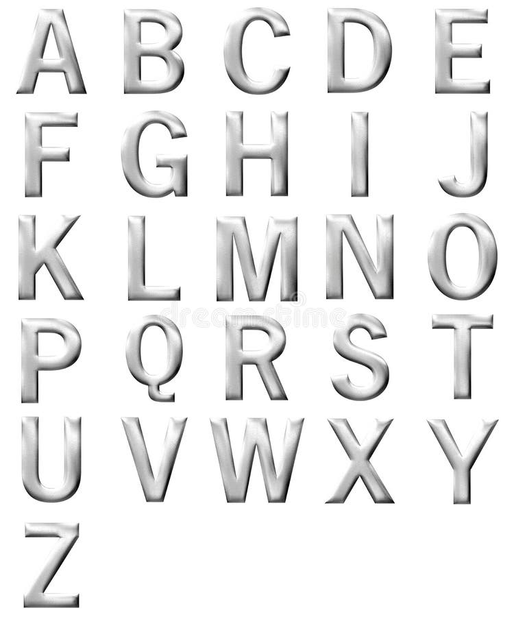 Set 3D Silver Small Capital Letter Isolated Stock Illustration ...