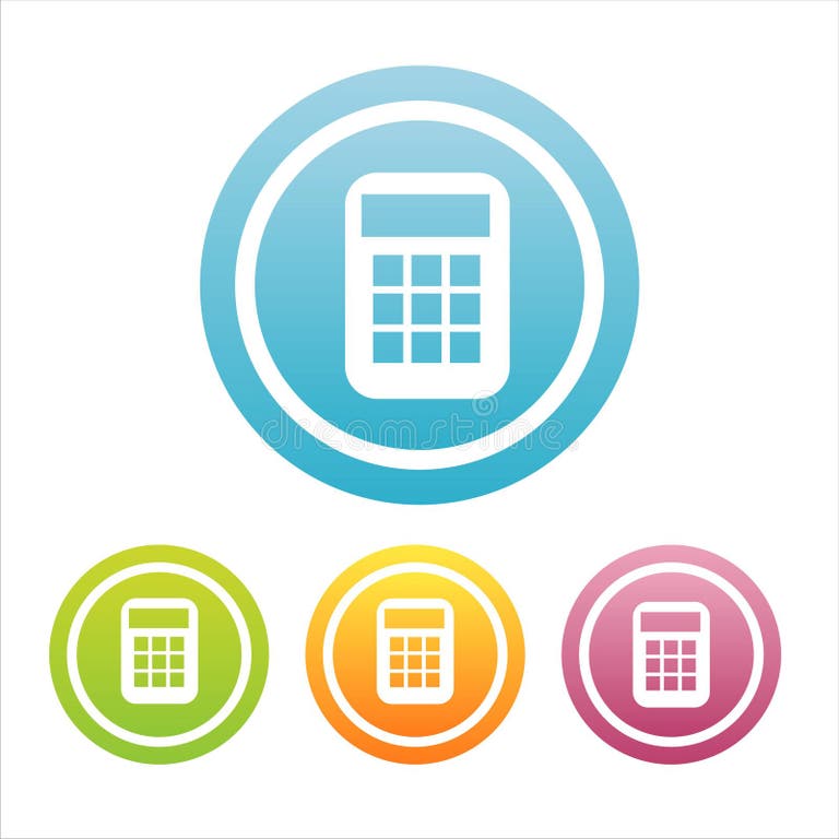 Set of 4 calculator signs stock vector. Illustration of graphic - 12545283