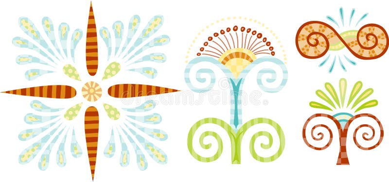 Set of 4 Cartoon Design Elements Stock Vector - Illustration of cartoon ...