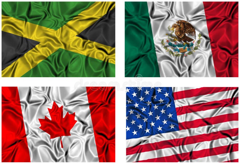 Set of 4 flags stock illustration. Illustration of world - 8639526