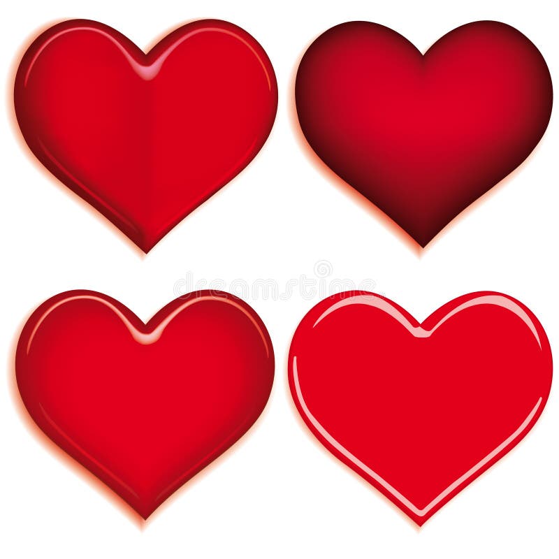 Set of 4 hearts stock vector. Illustration of heart, card - 13100716